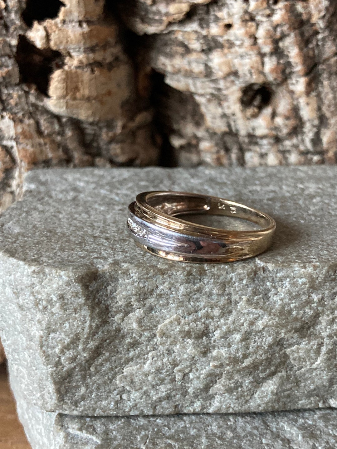 A Stylish Modern Two Colour Gold and Diamond Ring SKU5026 - Etsy