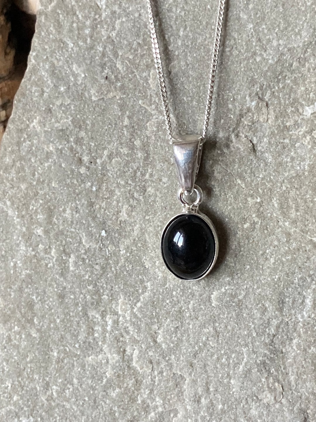 A Wonderful Classic Silver and Jet Pendant and Chain SKU8359 - Etsy