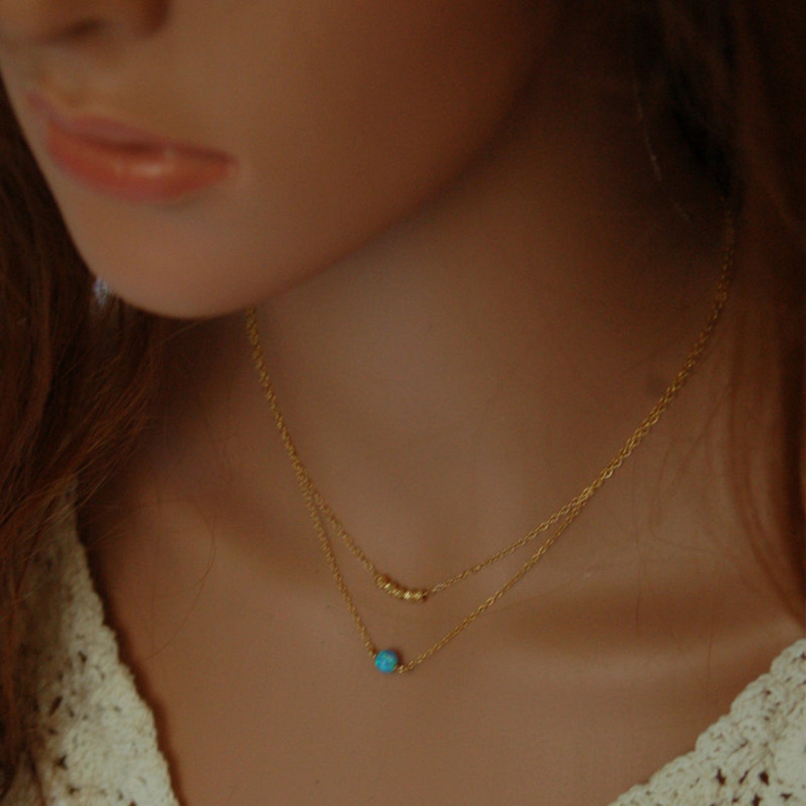 Tiny Necklace Gold, Dainty Gold Necklace, Gold Opal Necklace, Dainty ...