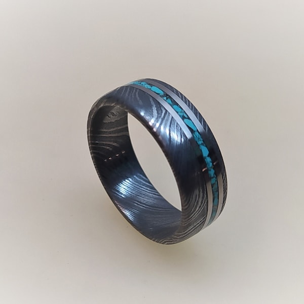 Titanium Damascus Ring - Etsy