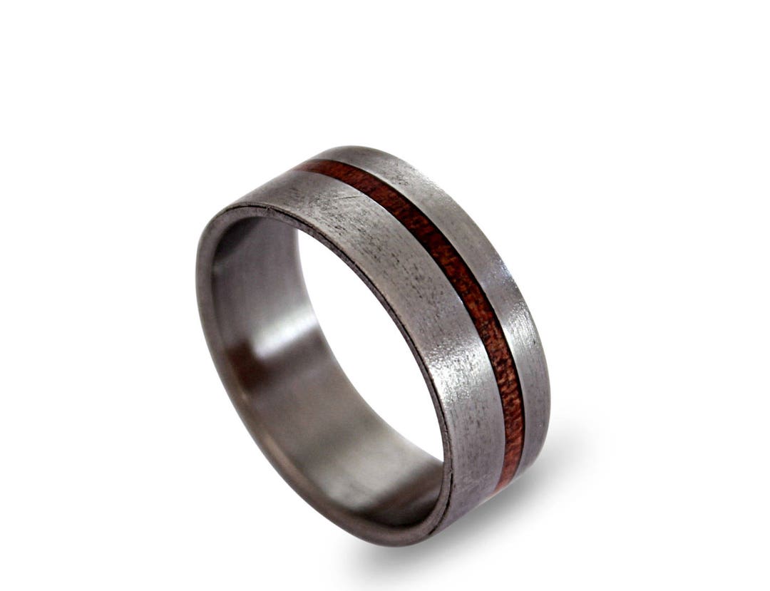 Handcrafted Brushed Titanium Ring With Organic Rose Root Detail - Etsy