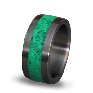 Titanium Ring With Malachite and Glow in the Dark Powder Inlay, Glow in ...