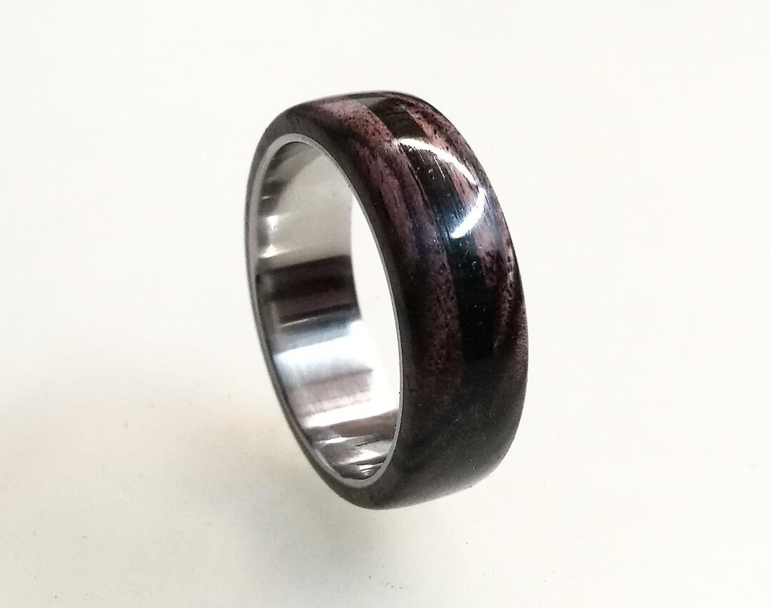 Handcrafted Titanium Ring With Exotic Wood Detailing, Titanium Wedding ...