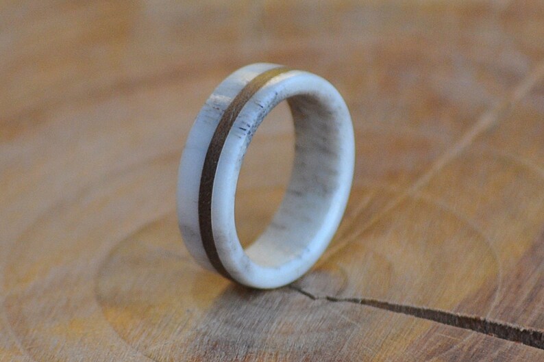 Deer Antler Ring With Walnut Wood Inlay, Men's or Women's Ring - Etsy