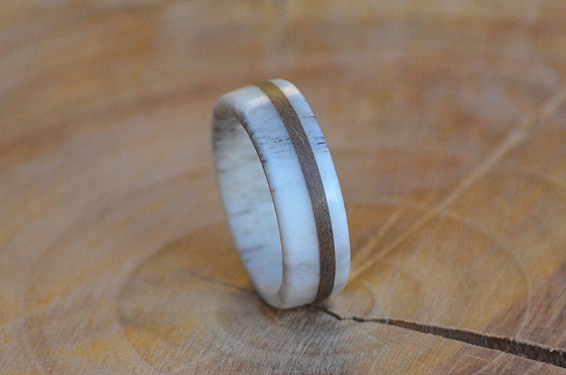 Deer Antler Ring With Walnut Wood Inlay, Men's or Women's Ring - Etsy