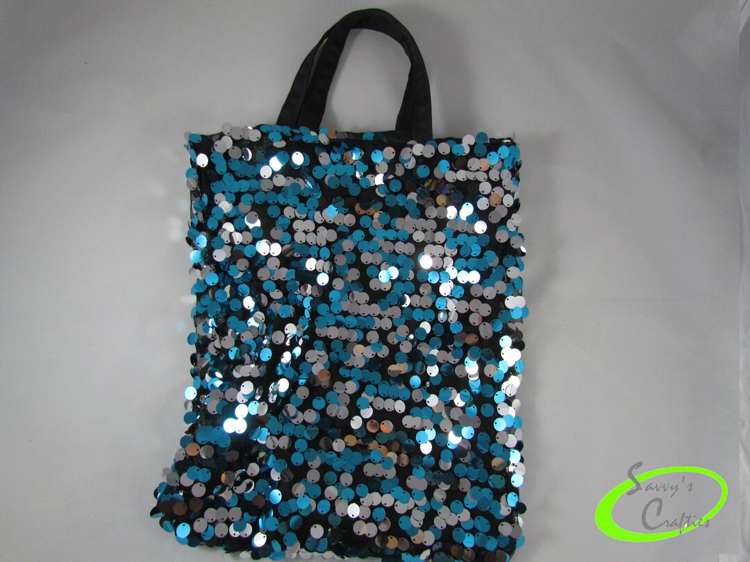 Turquoise and Silver Sequin Tote Bag - Turquoise Sequins - Silver ...
