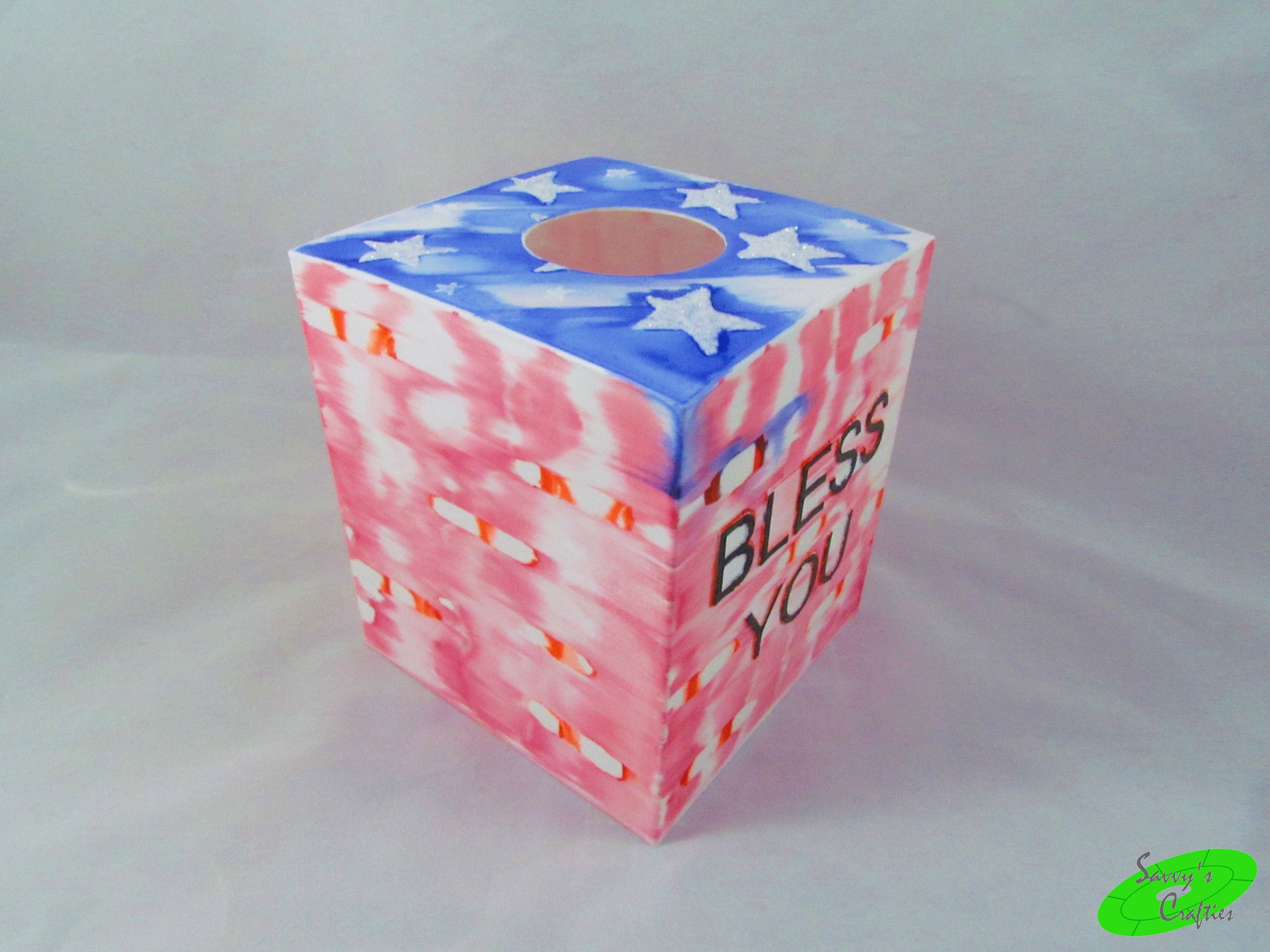 Red White and Blue Bless You Tissue Box Cover - Etsy