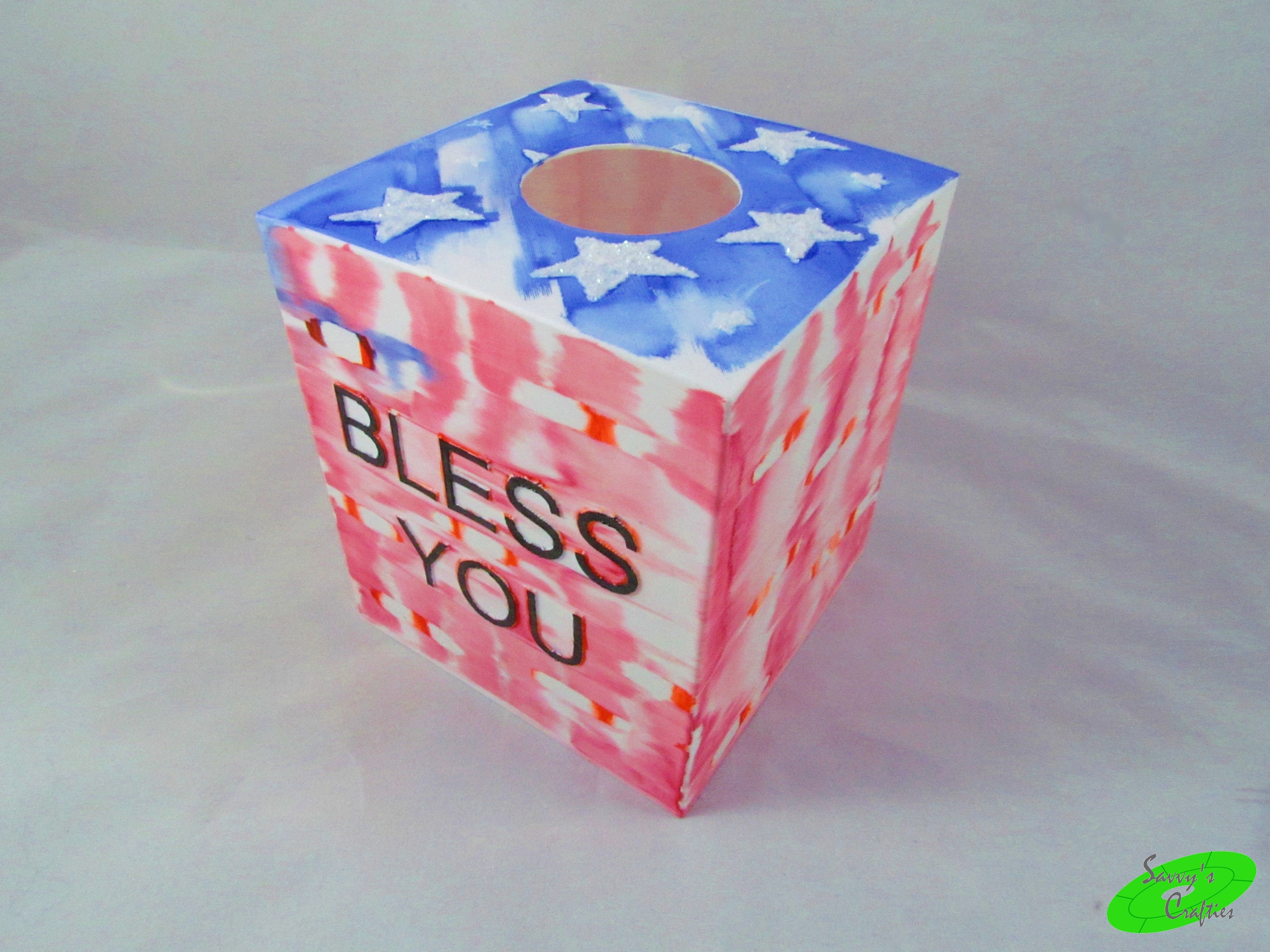 Red White and Blue Bless You Tissue Box Cover - Etsy