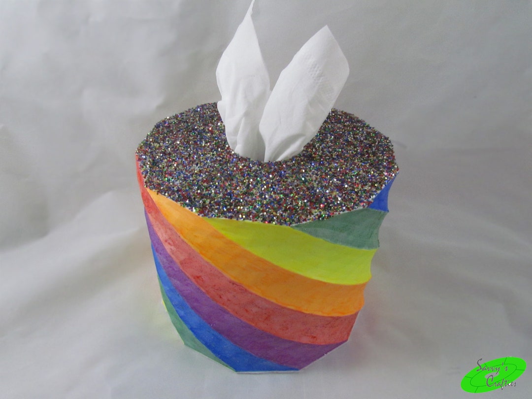 Rainbow Tissue Box Cover - Etsy