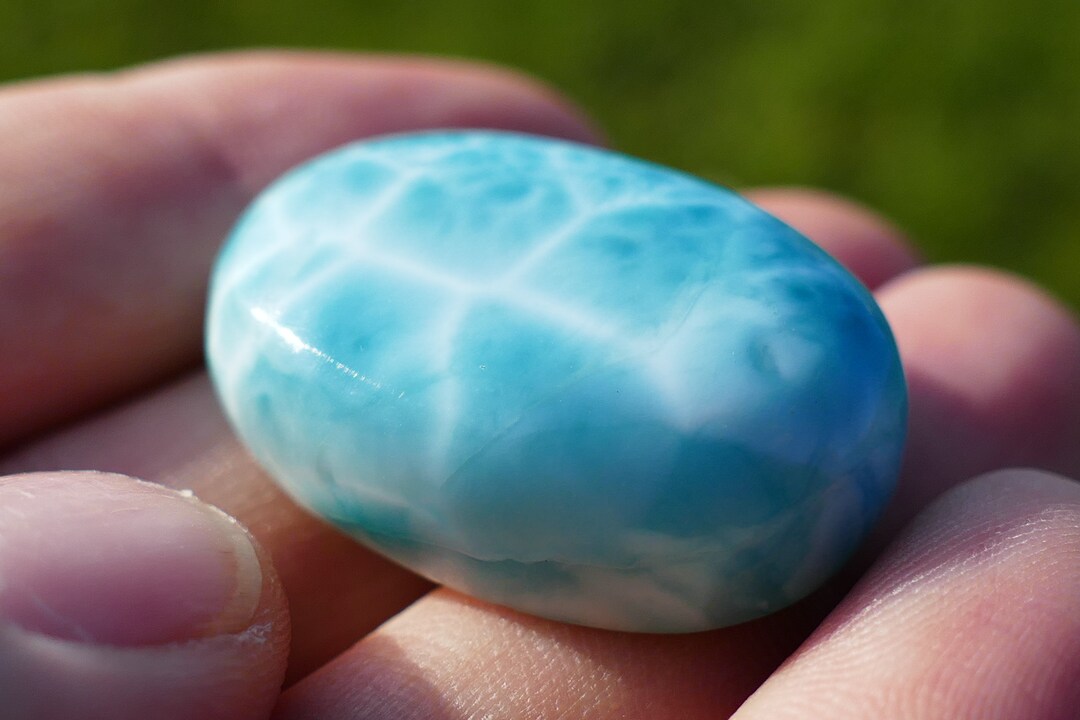 High Grade Natural Larimar Gemstone Cabochon, Oval Larimar Cab AAA ...