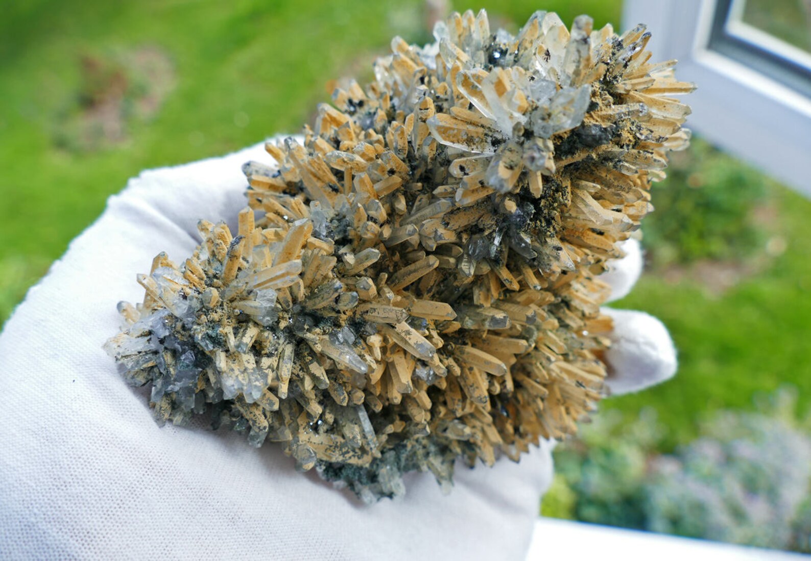 Spikey Yellow Quartz Crystal Cluster with Pyrite and Galena | Etsy