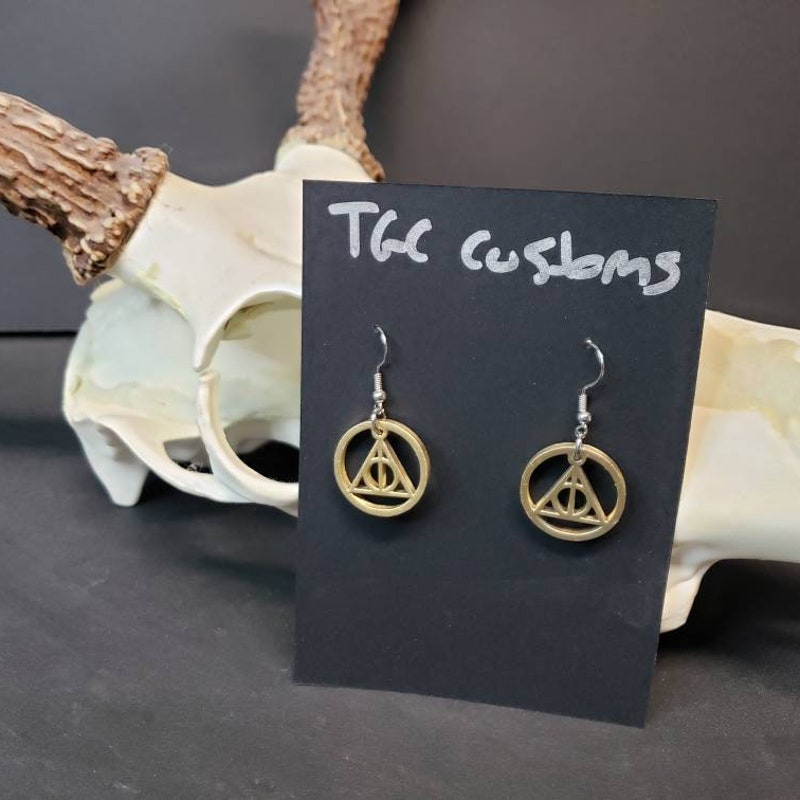 Gold Deathly Hallows Earrings - Etsy