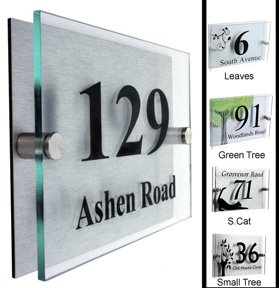 Modern Glass Look House Number Plaque - Etsy