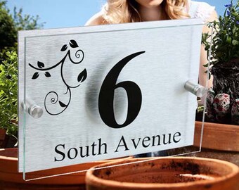 House Sign Designer Acrylic Address Plaque 2 Part Stand | Etsy