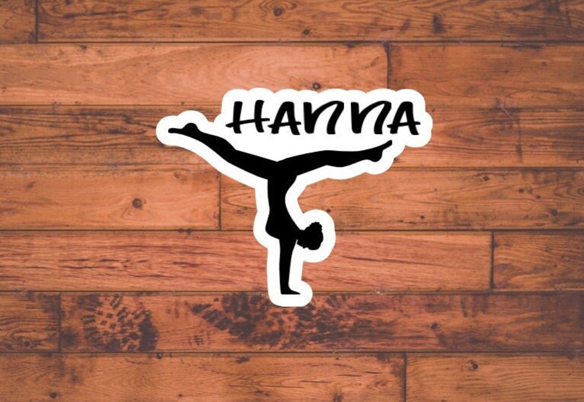 Personalized Gymnastics Name Sticker, Custom Name Gymnast Sticker ...