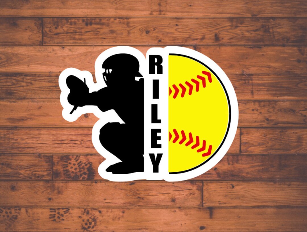 Softball Catcher Name Personalized Sticker, Custom Softball Gift ...