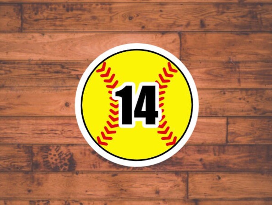 Softball Player Number Personalized Sticker, Custom Softball Gift ...
