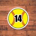 Softball Player Number Personalized Sticker, Custom Softball Gift ...