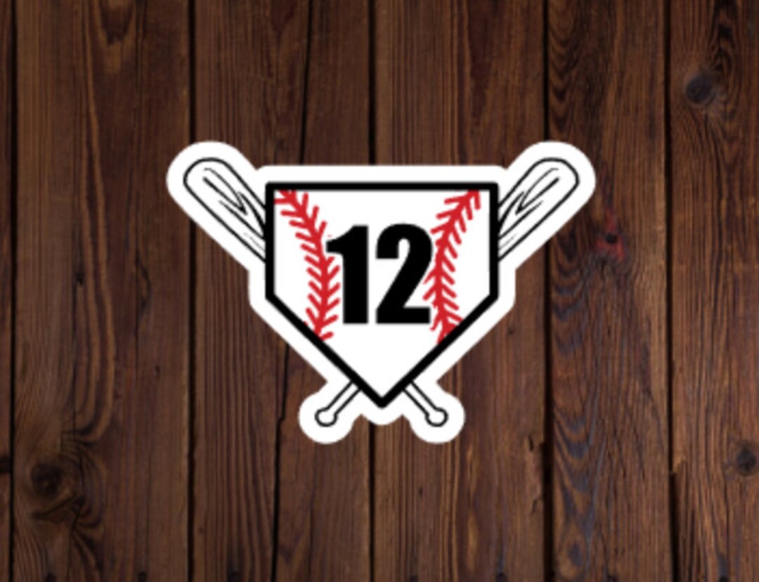 Baseball Player Number Personalized Sticker, Custom Softball Gift ...