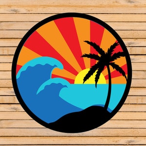 Ocean Wave Decal, Summer Outdoors Stickers, Tropical Stickers, Cool ...