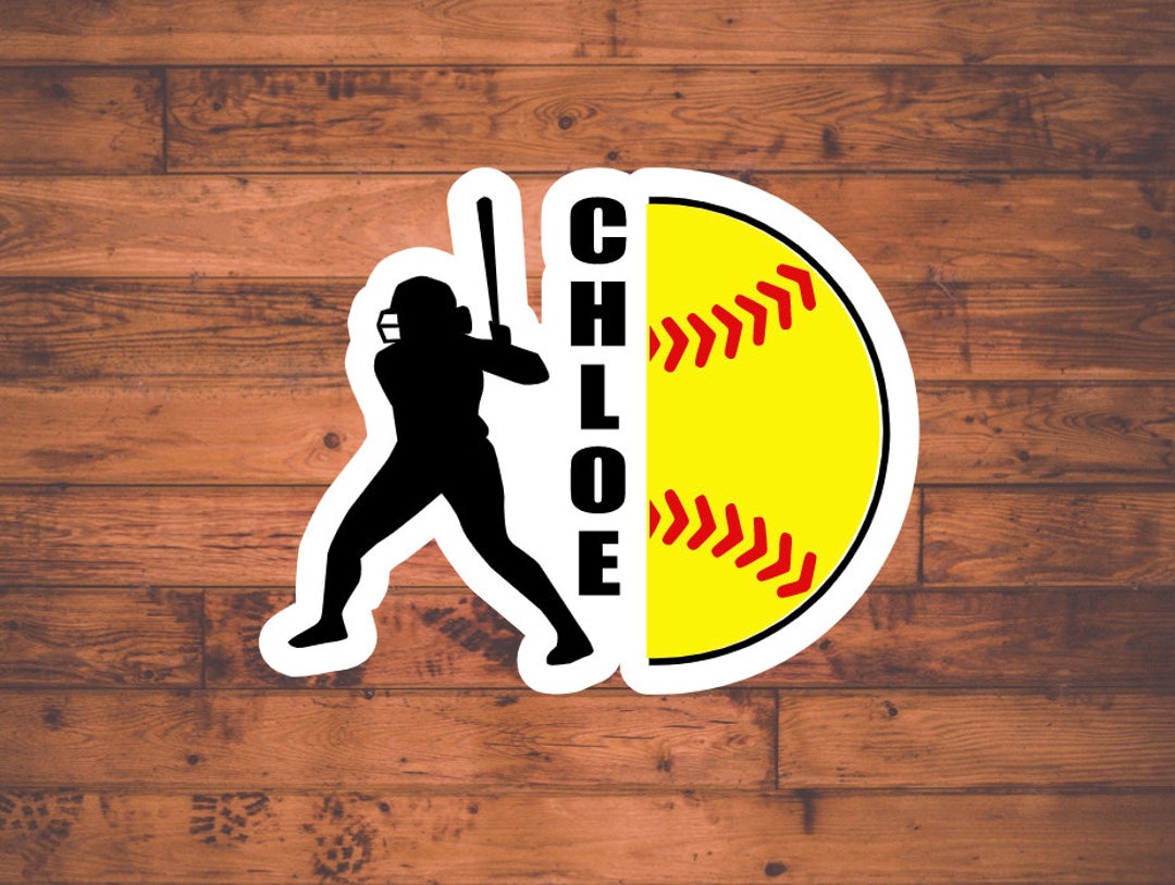 Softball Player Name Personalized Sticker, Custom Softball Gift ...