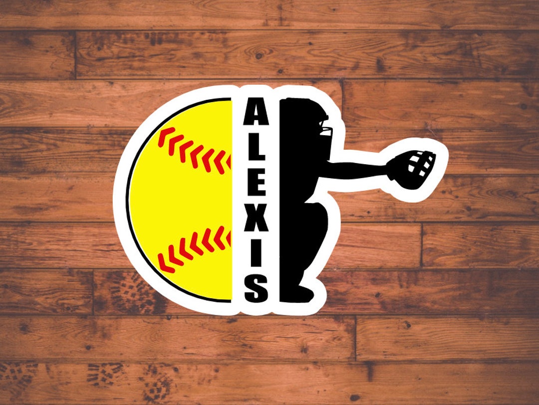 Softball Catcher Name Personalized Sticker, Custom Softball Gift ...