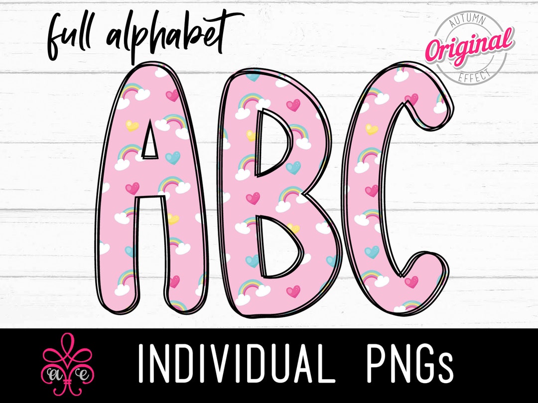 Pink Rainbow Alphabet Spring Themed Alphabet PNG Rainbow Alphabet ...