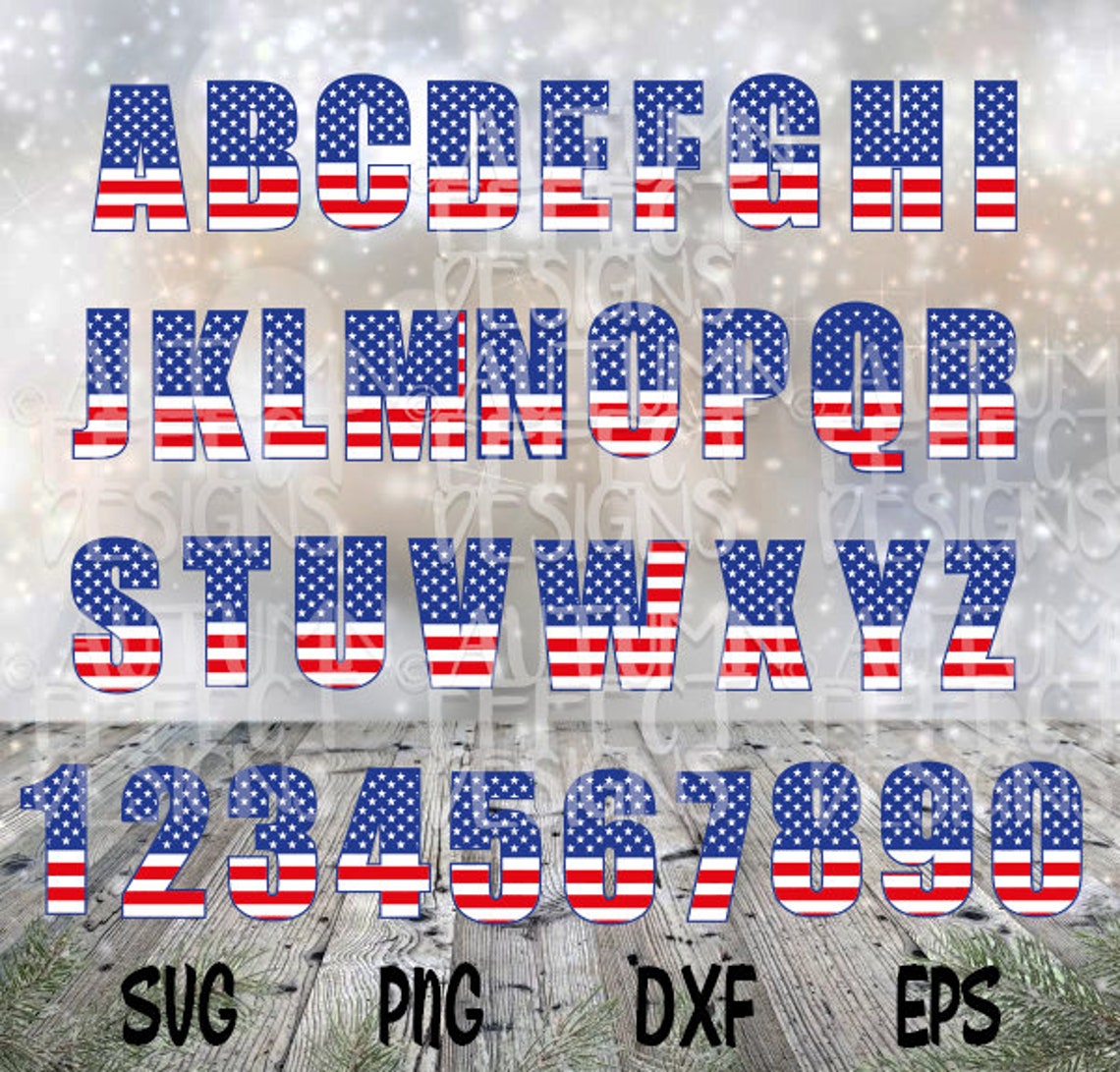 USA Flag Alphabet & Numbers SVG PNG Clipart for Memorial | Etsy
