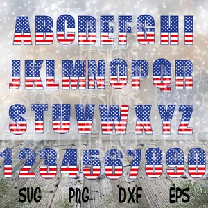 USA Flag Alphabet & Numbers SVG PNG Clipart for Memorial | Etsy