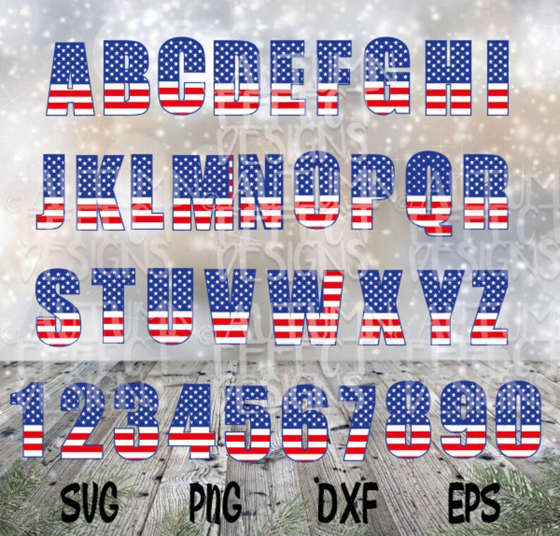 USA Flag Alphabet & Numbers SVG PNG Clipart for Memorial | Etsy