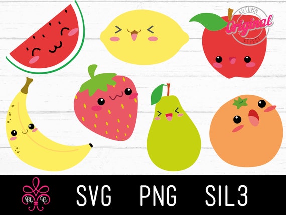 Kawaii Fruit SVG Kawaii SVG Fruit Clipart Strawberry Cut - Etsy India