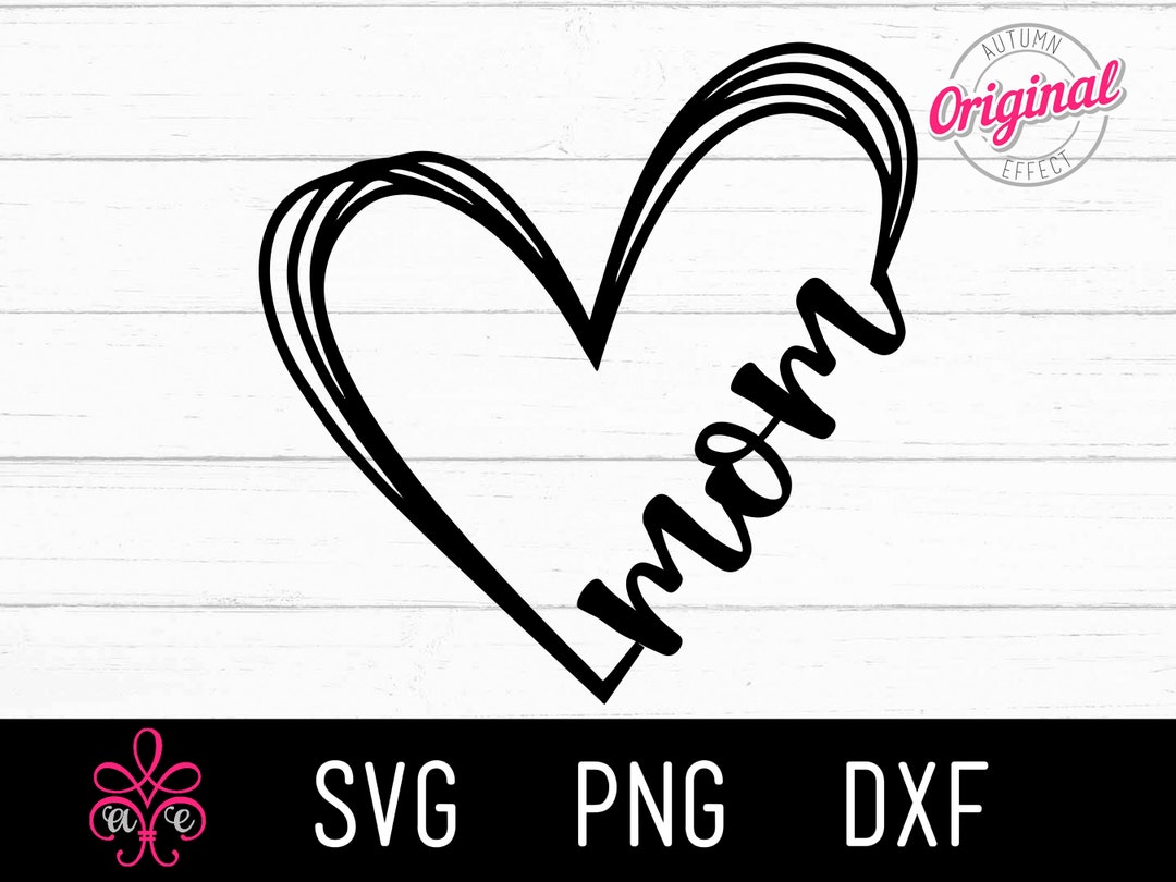 Mom Heart SVG - Hand Drawn Heart for Mama - PNG Perfect for Sublimation ...