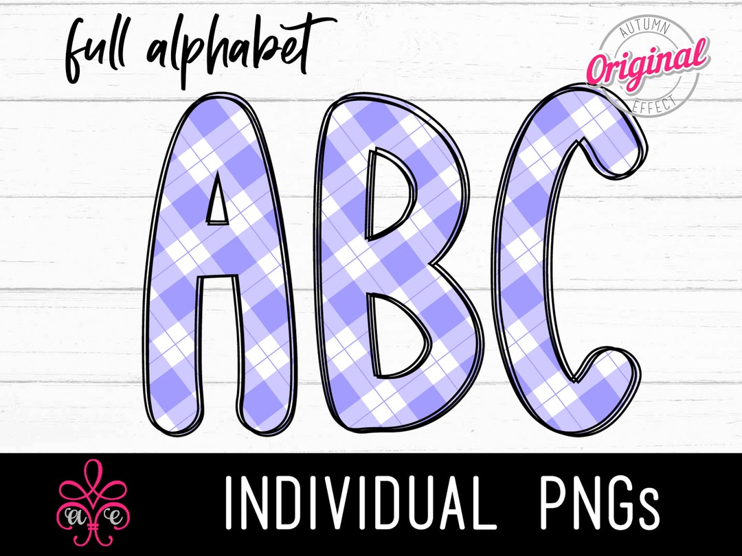 Purple Plaid Alphabet - Spring Themed Alphabet PNG - Plaid Alphabet ...