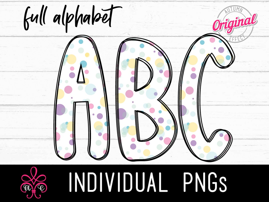 Pastel Dot Themed Alphabet PNG - Dot Print Alphabet Letters ...