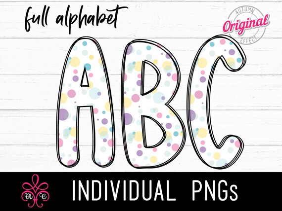 Pastel Dot Themed Alphabet PNG Dot Print Alphabet Letters - Etsy