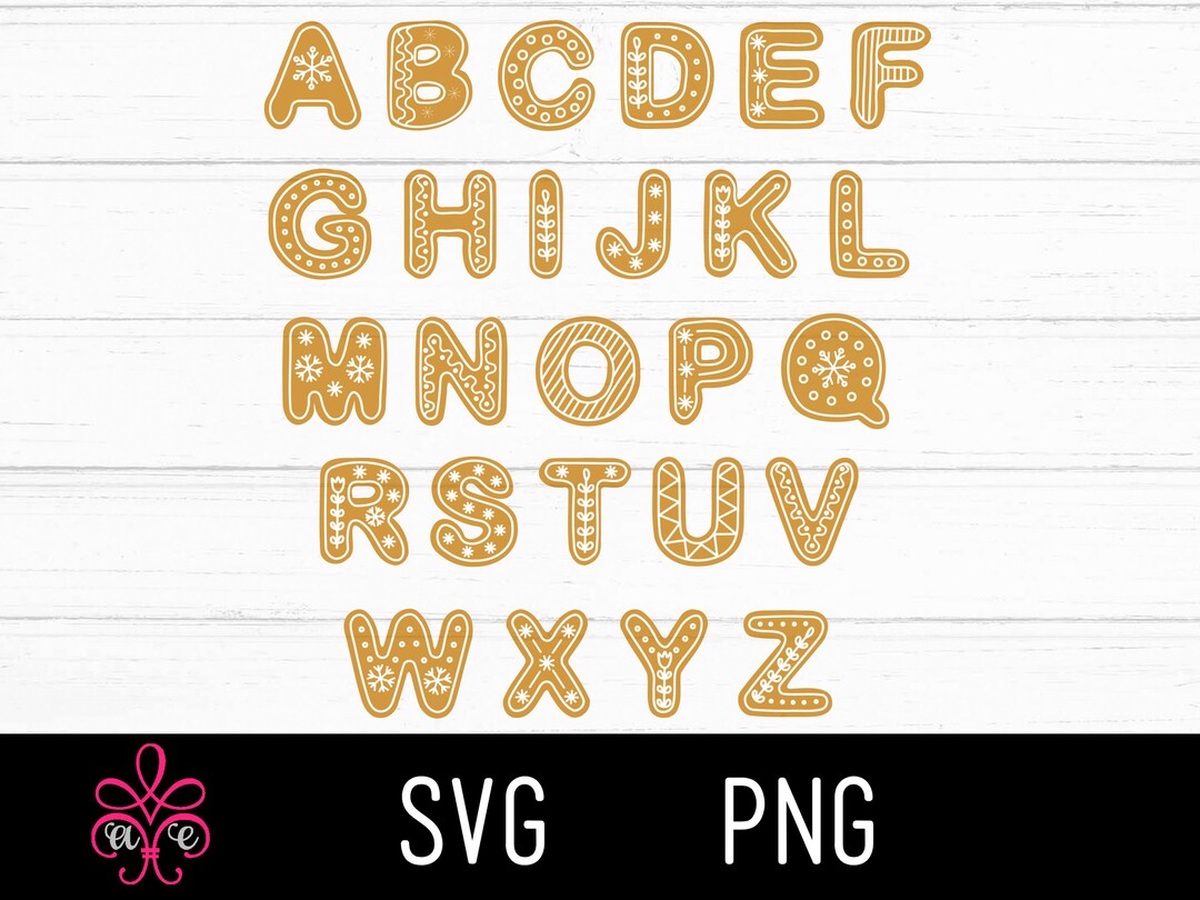 Gingerbread Cookie Alphabet SVG - Christmas Letters Design - Instant ...