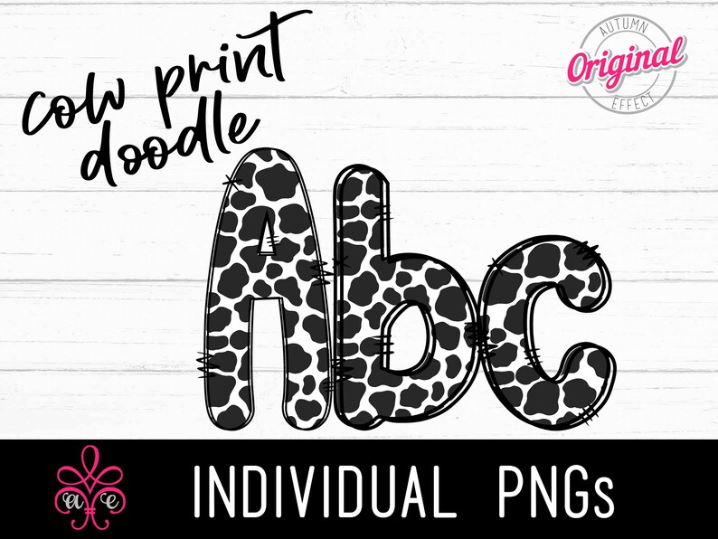 Cow Alphabet PNG Cow Print Alphabet Letters Sublimation | Etsy