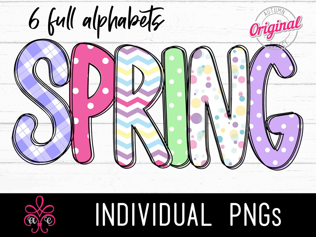 6 Sets of Spring Themed Alphabet PNG - Summer Doodle Alphabet Letters ...