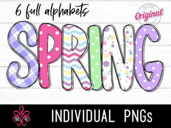 6 Sets of Spring Themed Alphabet PNG Summer Doodle Alphabet - Etsy