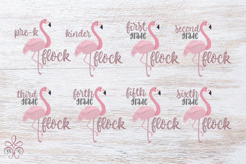 Back to School Class Flock Flamingo Bundle With All Grades - Hello Back ...