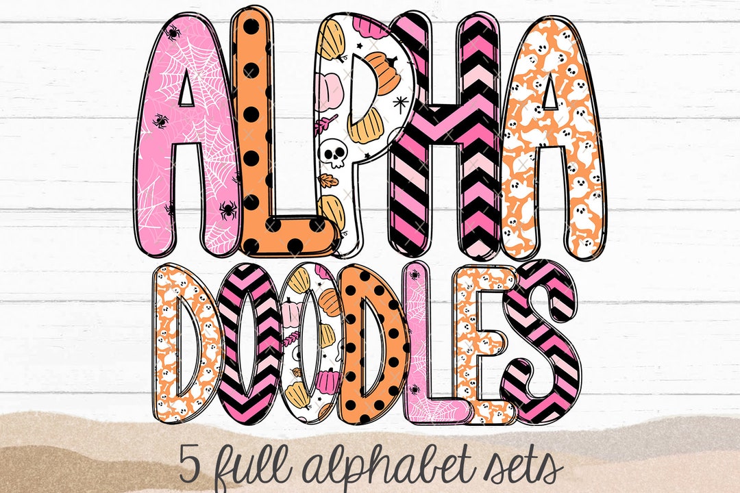 Cute Halloween Themed Alphabet PNG - 5 Sets - Doodle Alphabet Letters ...