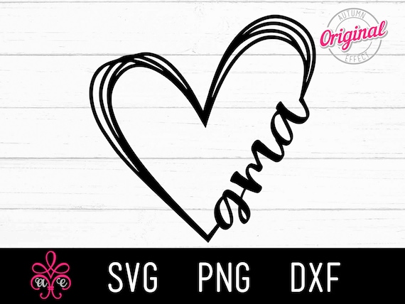 Gma Heart SVG Hand Drawn Heart for Grandma PNG Perfect for - Etsy UK