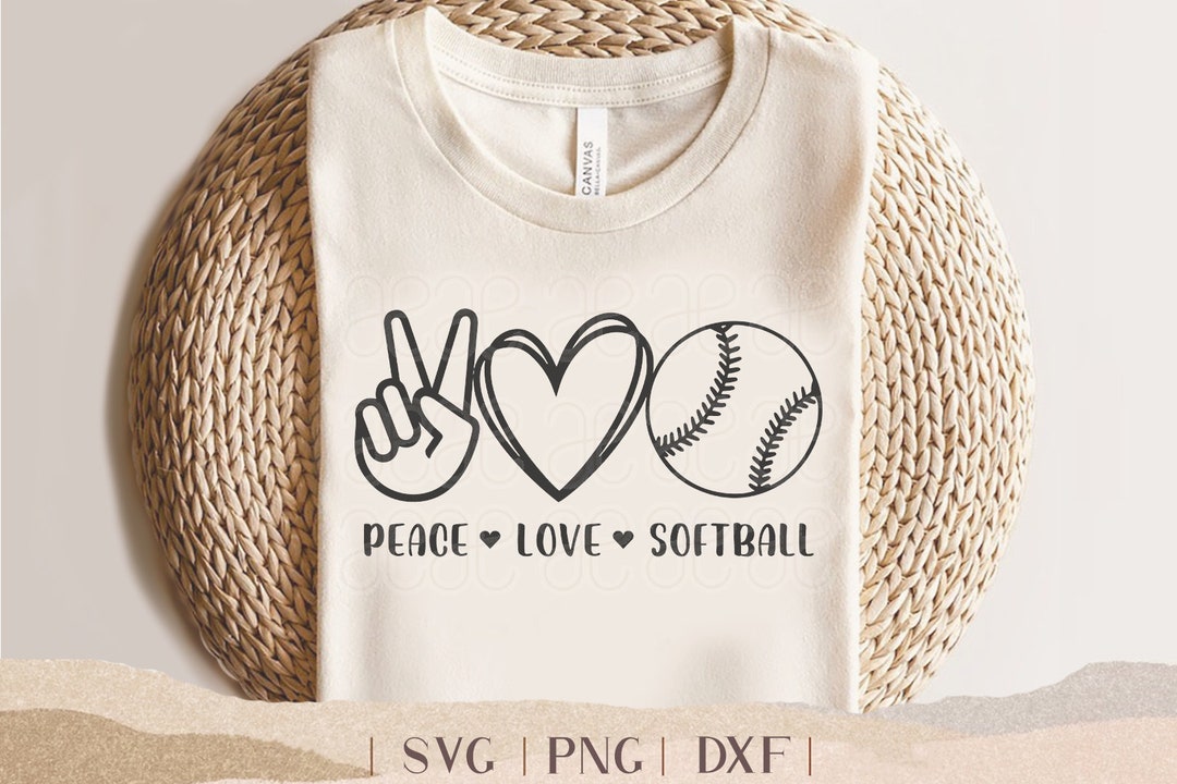 Peace Love and Softball SVG - PNG Softball Mom, Peace Sign and Heart ...