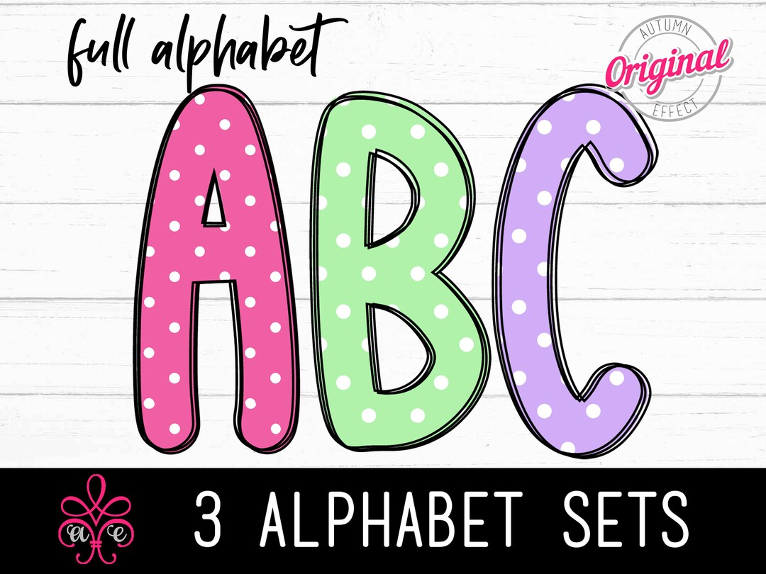 3 Sets of Easter Polka Dot Themed Alphabet PNG - Dot Print Alphabet ...