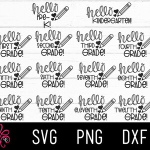 Hello 1st Grade SVG Back to School Bundle With All Grades - Etsy