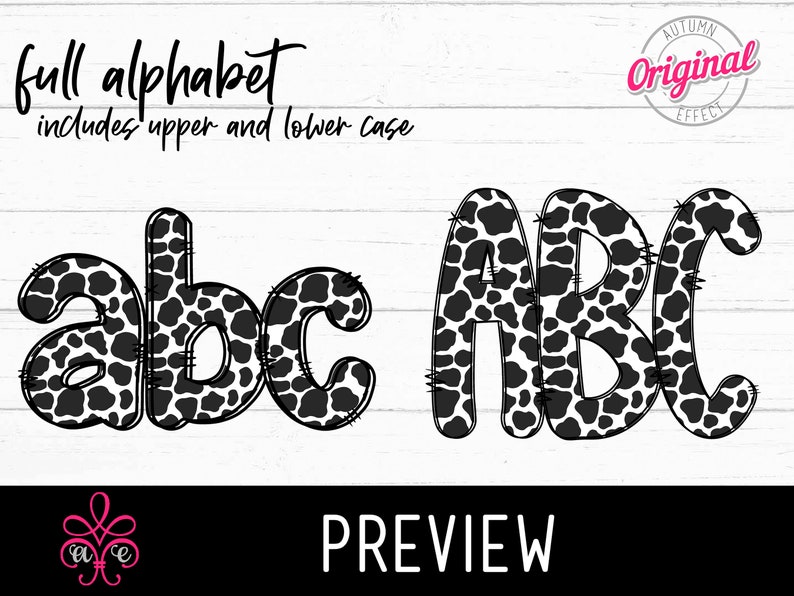 Cow Alphabet PNG Cow Print Alphabet Letters Sublimation | Etsy