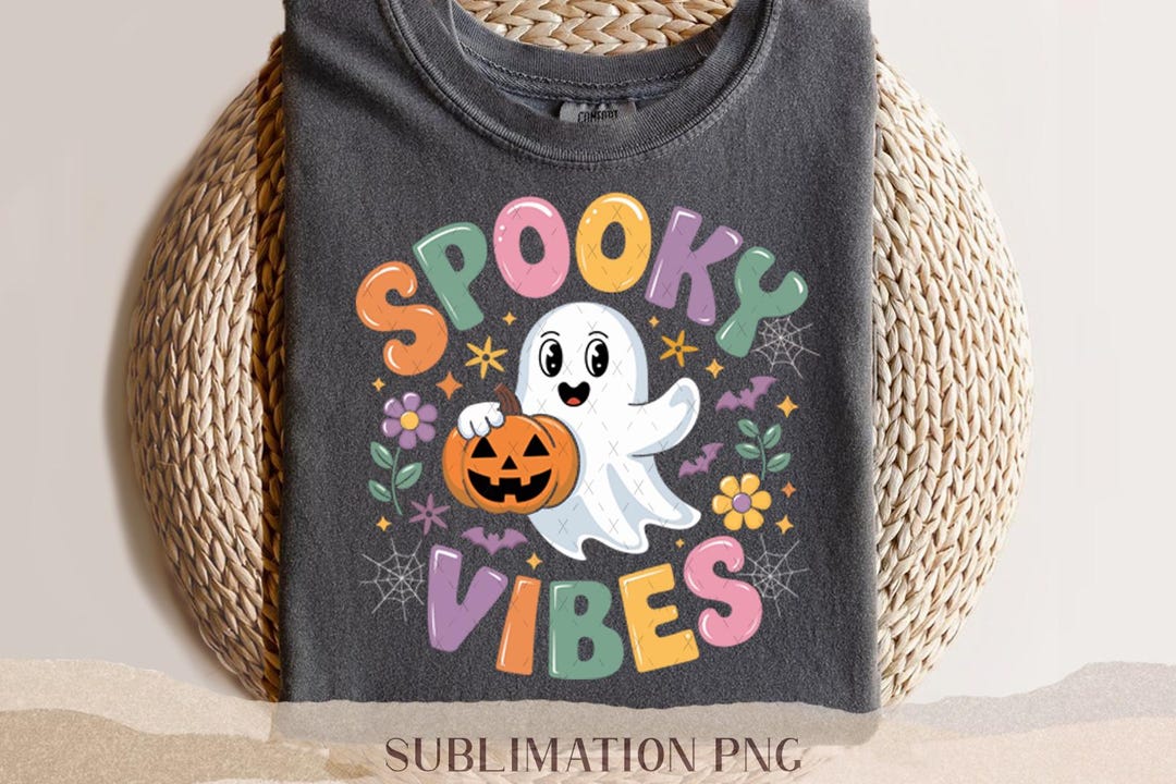 Spooky Vibes PNG - Halloween T-shirt Design - Ghost Sublimation - Funny ...