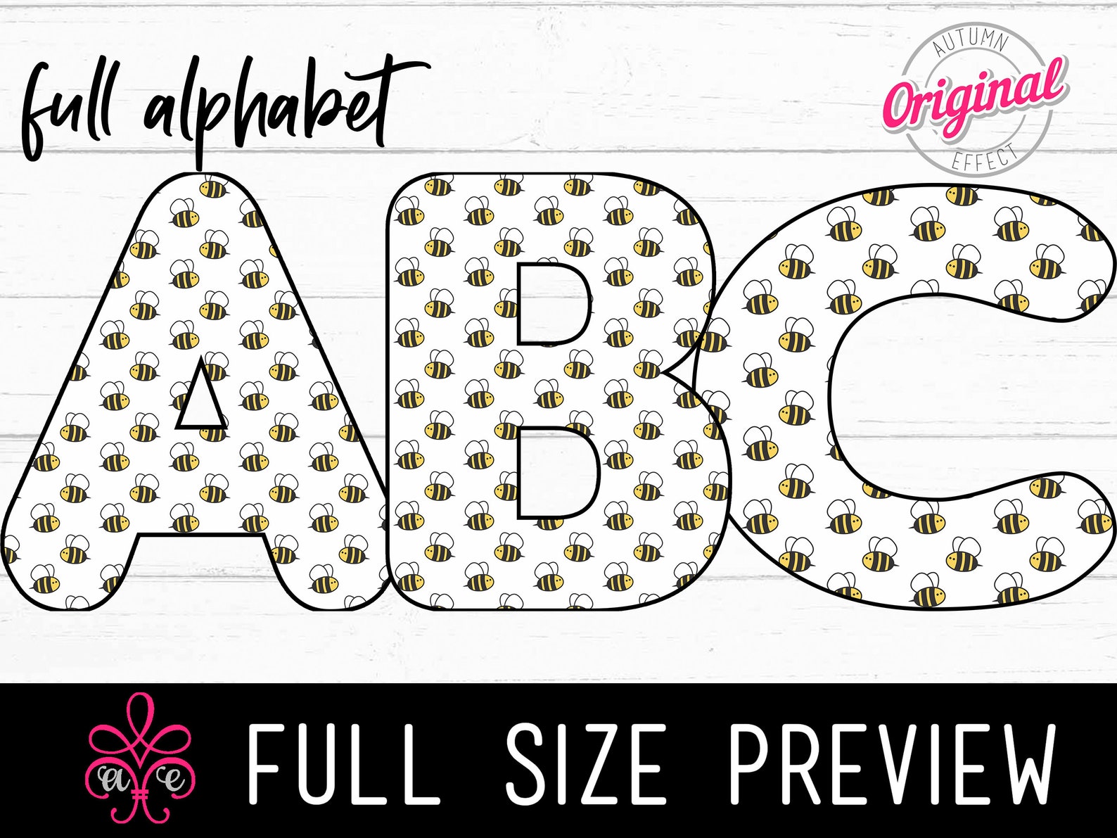 Sweet Honey Bee Themed Alphabet PNG Honey Bee Print Alphabet | Etsy