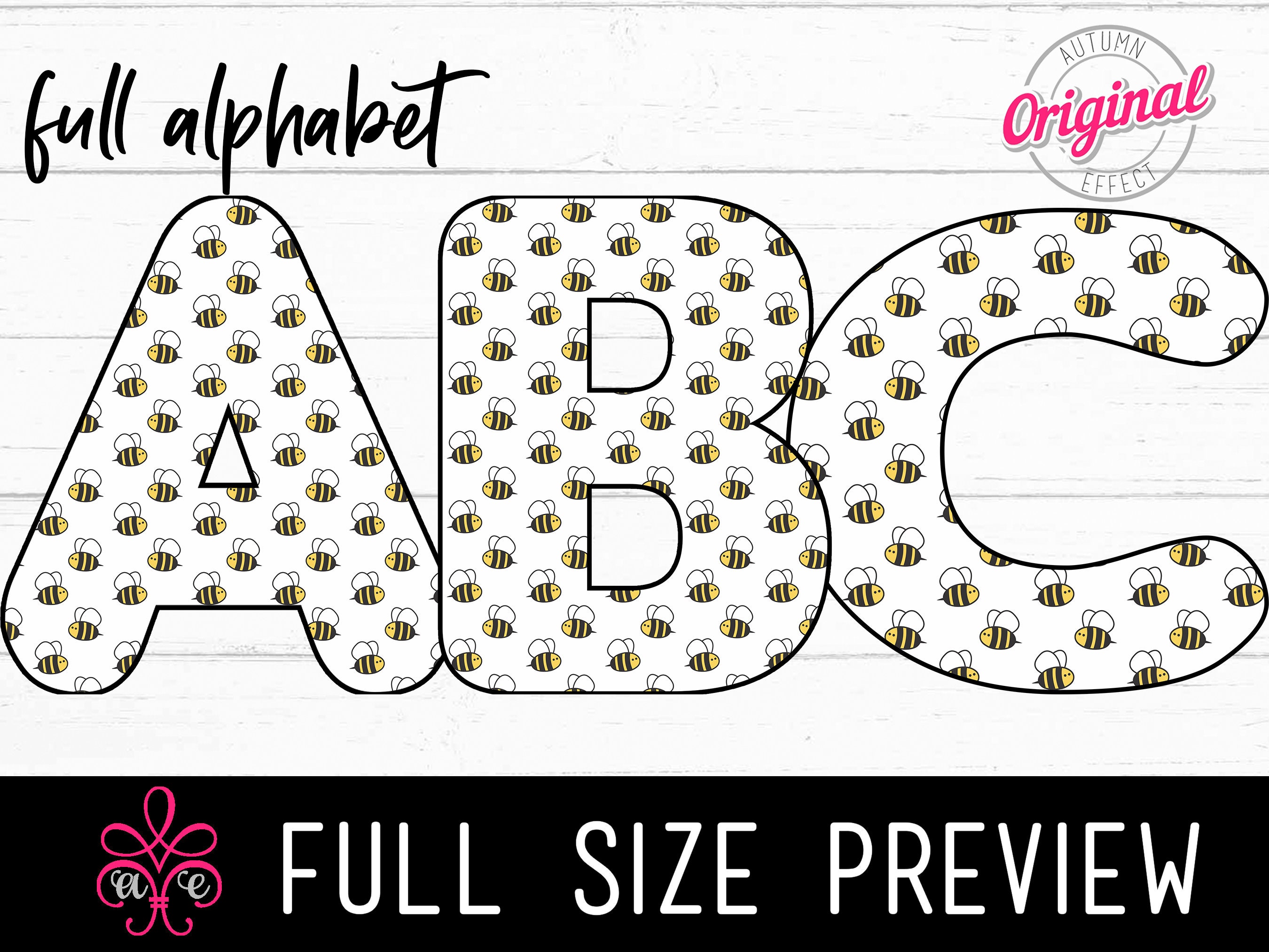 Sweet Honey Bee Themed Alphabet PNG Honey Bee Print Alphabet | Etsy