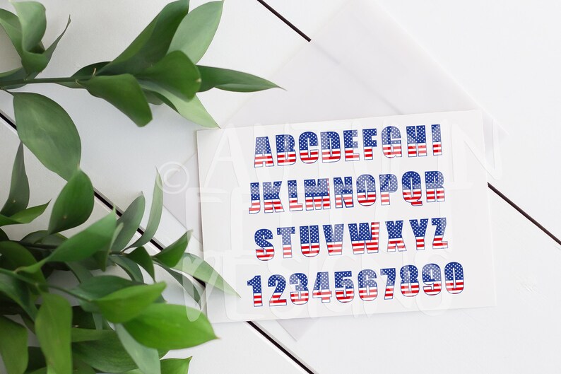 USA Flag Alphabet & Numbers SVG PNG Clipart for Memorial | Etsy